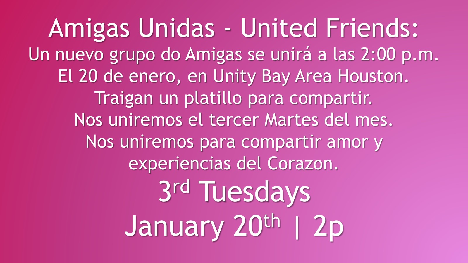 Amigas Unidas | Unity Bay Area Houston